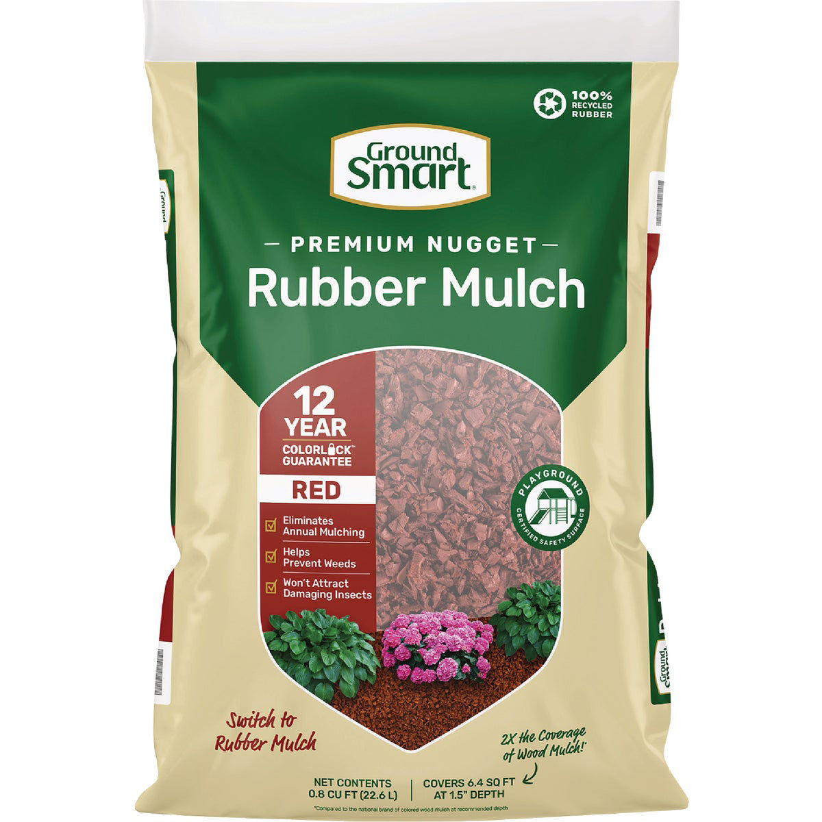 GroundSmart 0.8 Cu. Ft. Red Recycled Nugget Rubber Mulch | Do it Best