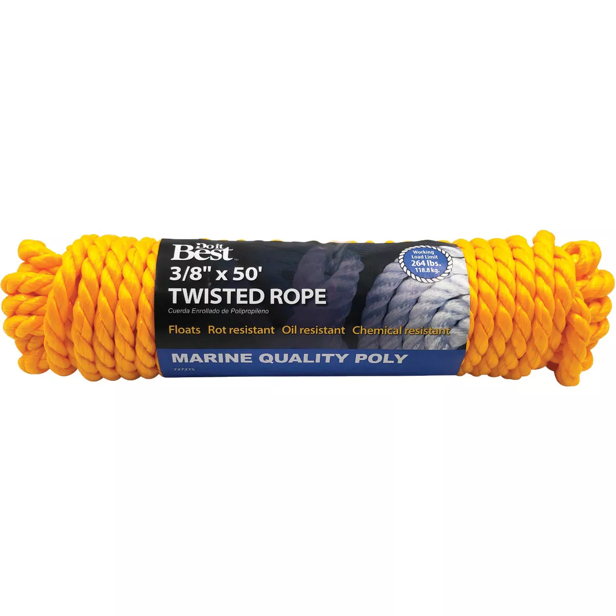 Do it Best 3/8 In. x 50 Ft. Yellow Twisted Polypropylene Packaged Rope ...