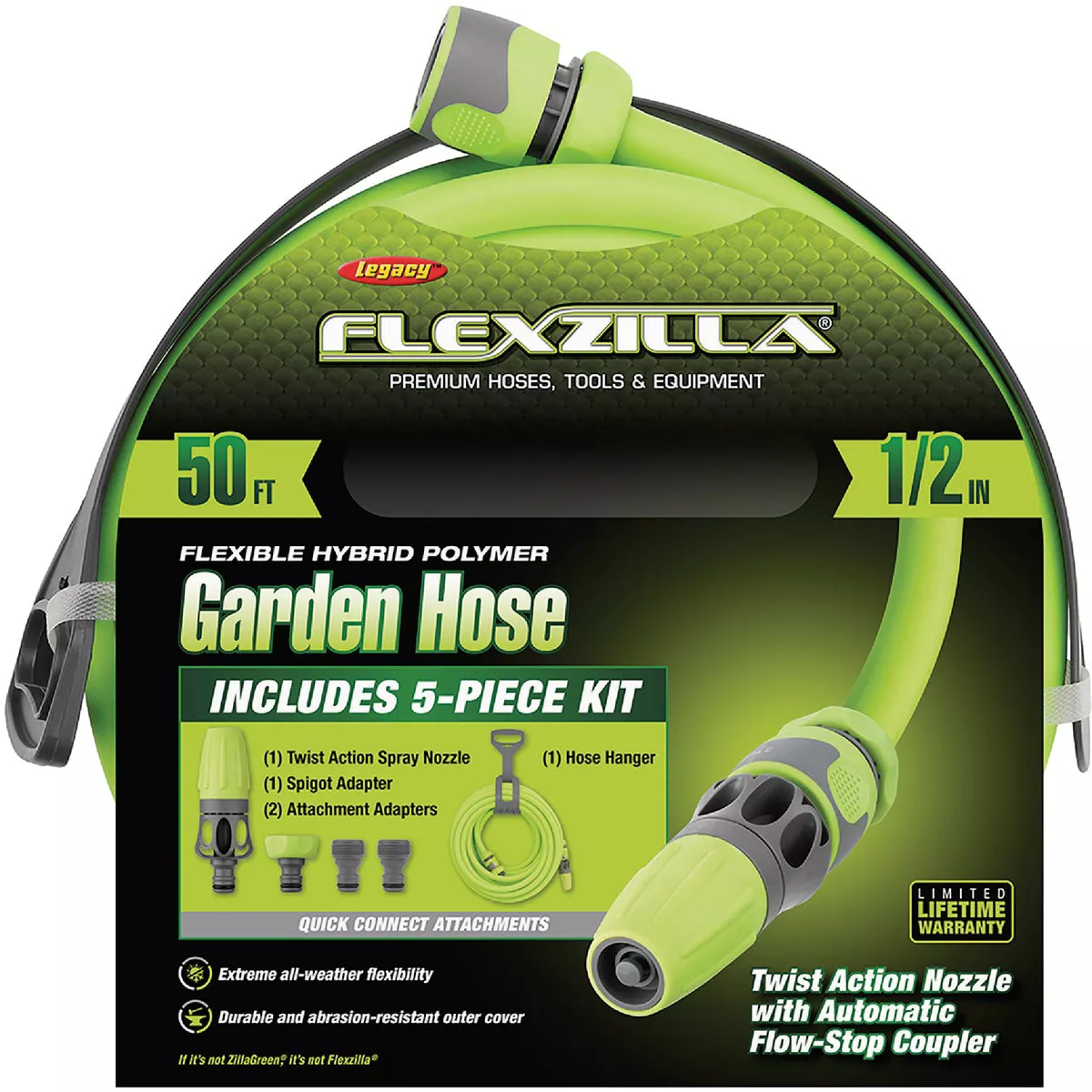 Flexzilla 1/2 In. Dia. x 50 Ft. L. Heavy Duty Garden Hose with Quick ...