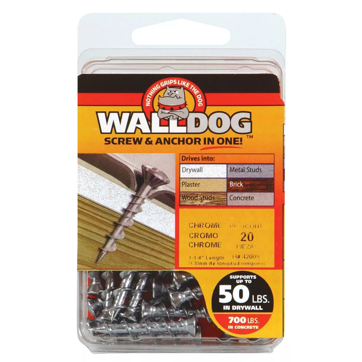 Hillman 3/16 In. x 1-1/4 In. Chrome Oval Head Walldog Self-Drilling ...