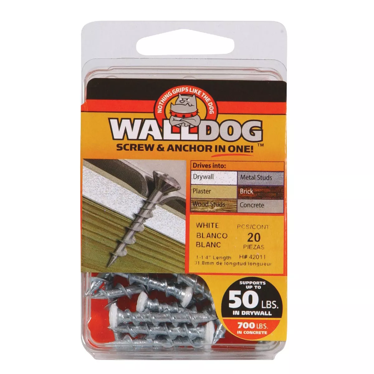 Hillman 3/16 In. x 1-1/4 In. White Oval Head Walldog Self-Drilling Wall ...