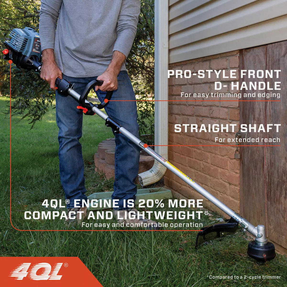 Senix 4QL 26.5cc 4-Cycle 17 In. Straight Shaft Gas Powered String ...