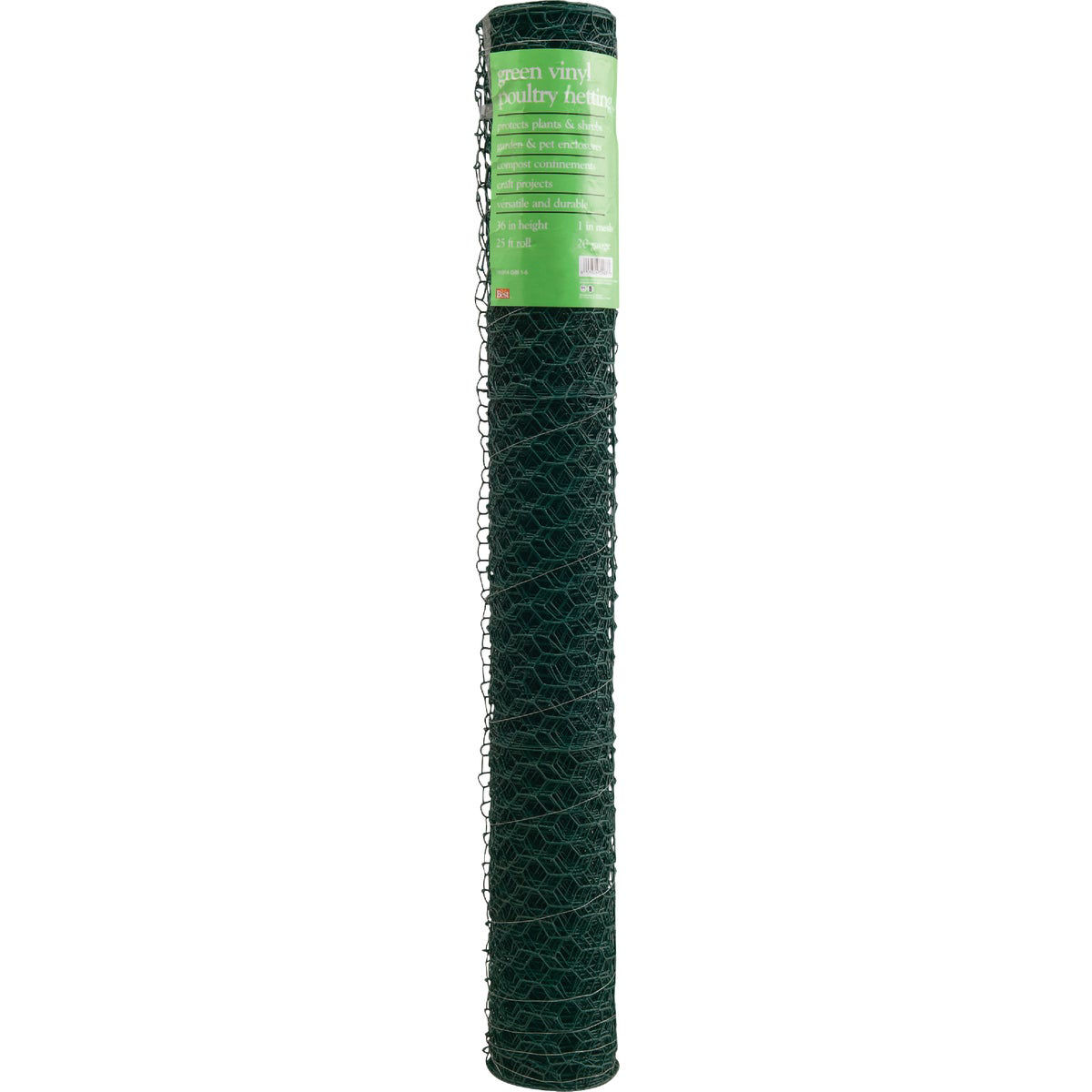 1 In. x 36 In. H. x 25 Ft. L. Green Vinyl-Coated Poultry Netting | Do ...