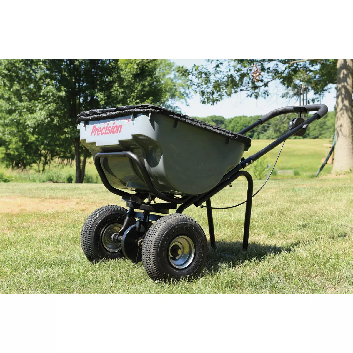 Precision 100 Lb. Broadcast Push Fertilizer Spreader with Cover | Do it ...