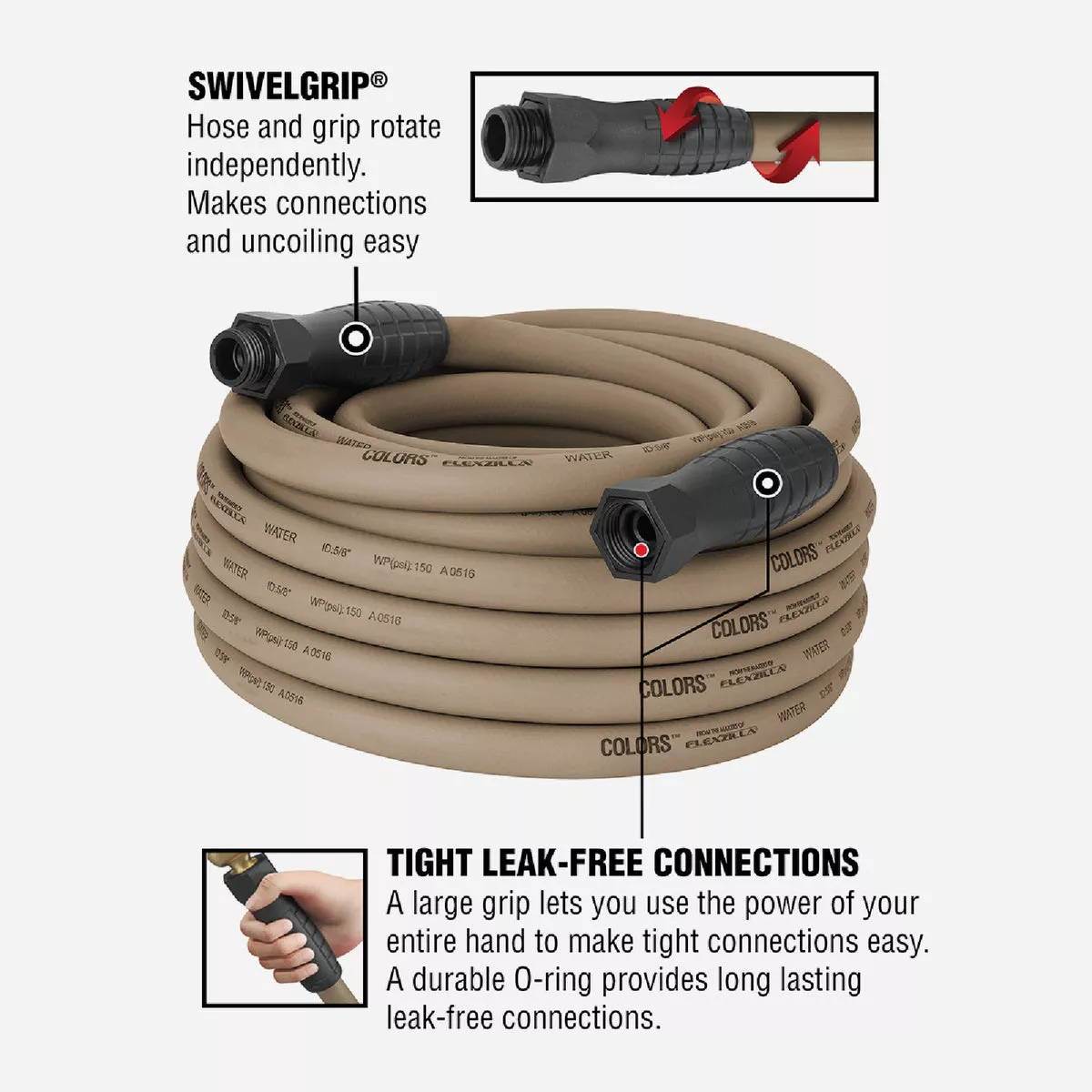 Flexzilla Colors 5/8 In. Dia. x 50 Ft. L. Drinking Water Safe Garden ...