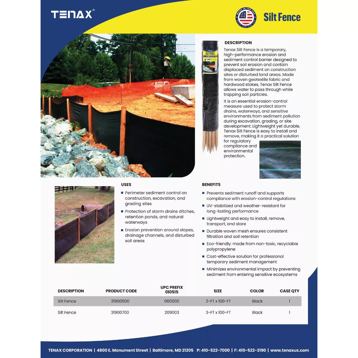 Tenax 2 Ft. H. x 100 Ft. L. Preassembled Black Woven Geotextile Silt ...