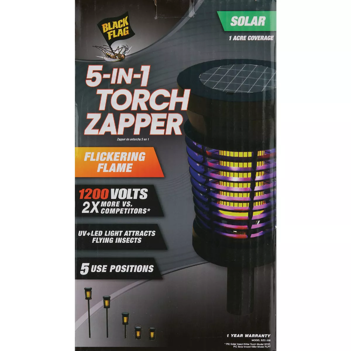 Black Flag 5-In-1 1200V Solar Torch Bug Zapper | Do it Best