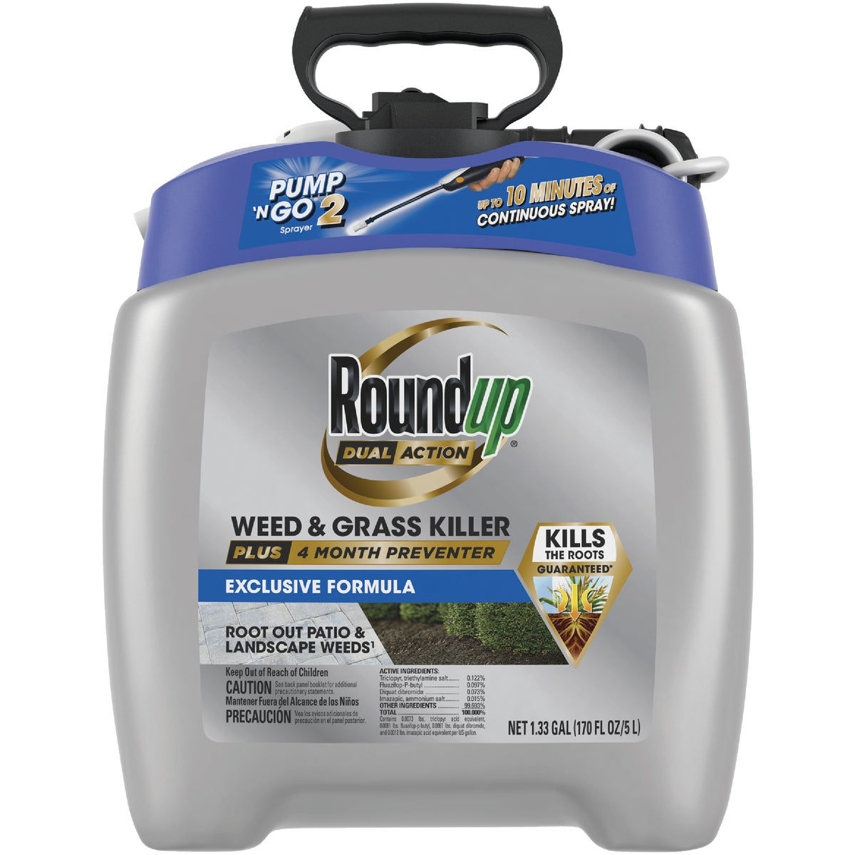 Roundup Dual Action Pump 'N Go 1.33 Gal. Wand Sprayer Weed & Grass ...