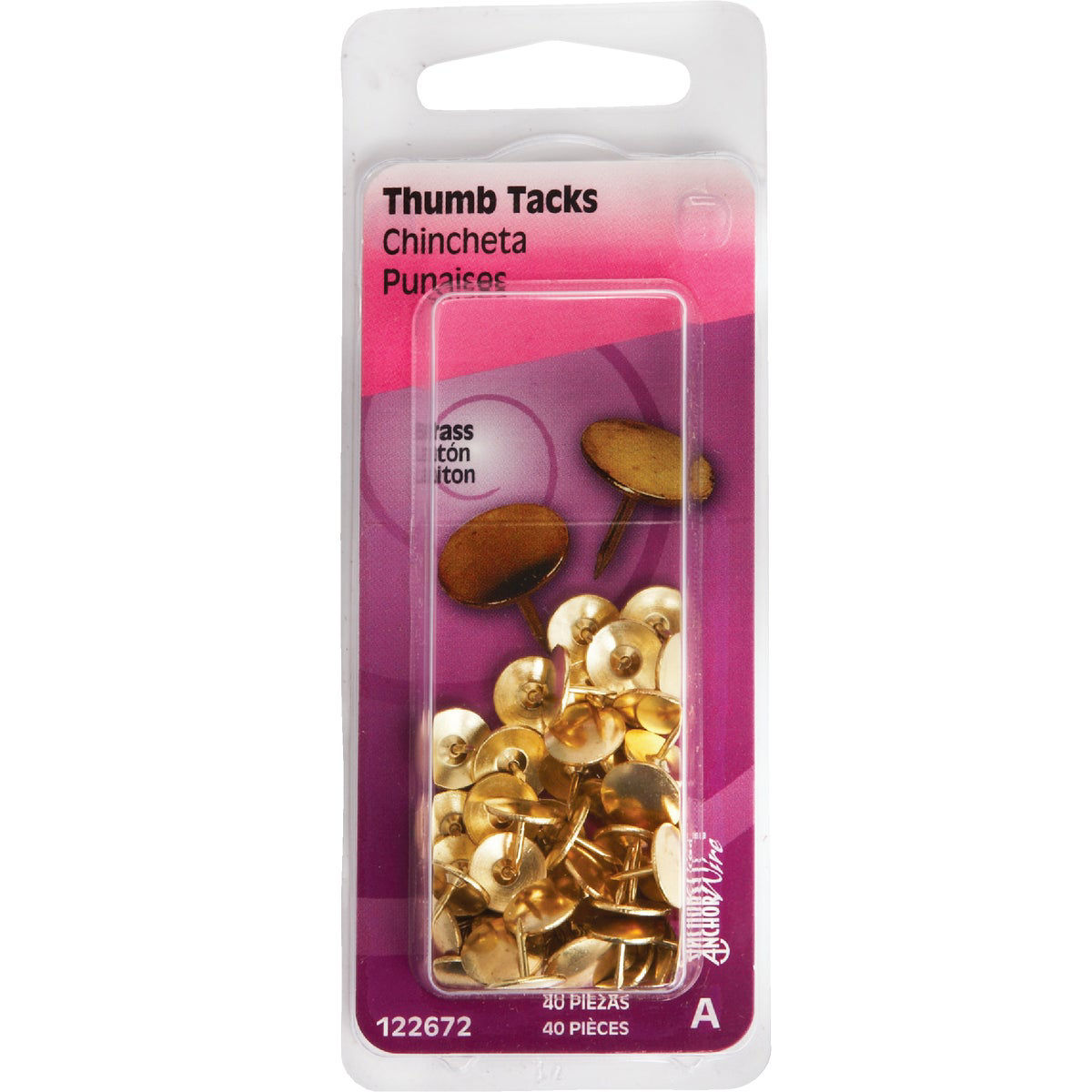 Hillman Anchor Wire Brass 23/64 In. x 15/64 In. Thumb Tack (40 Ct ...