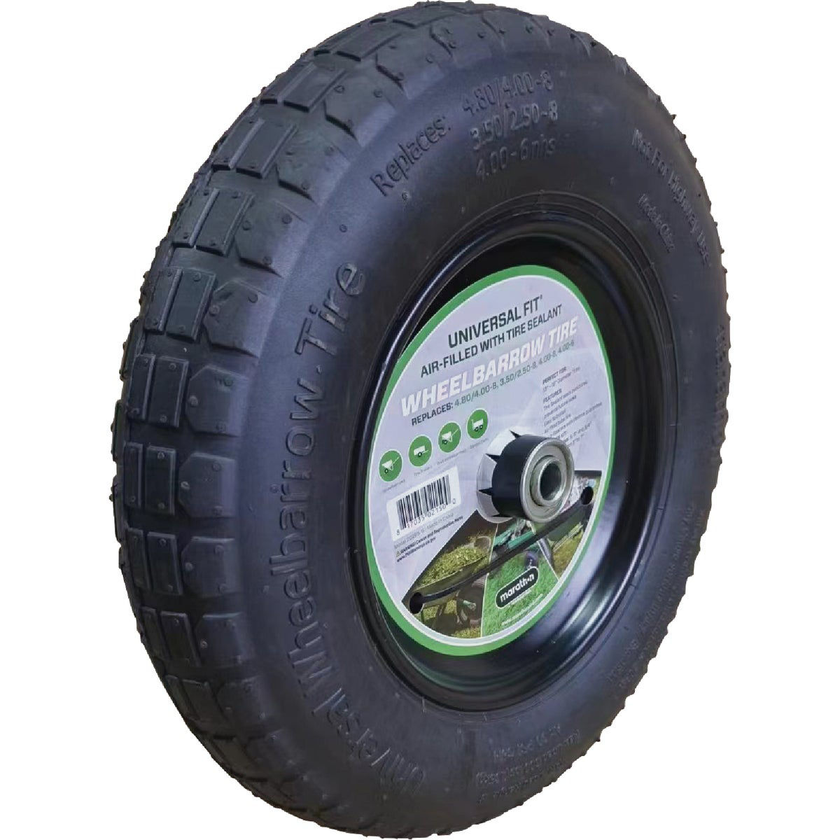 Marathon Universal Fit Wheelbarrow Tire with Flat Free Tire Sealant ...