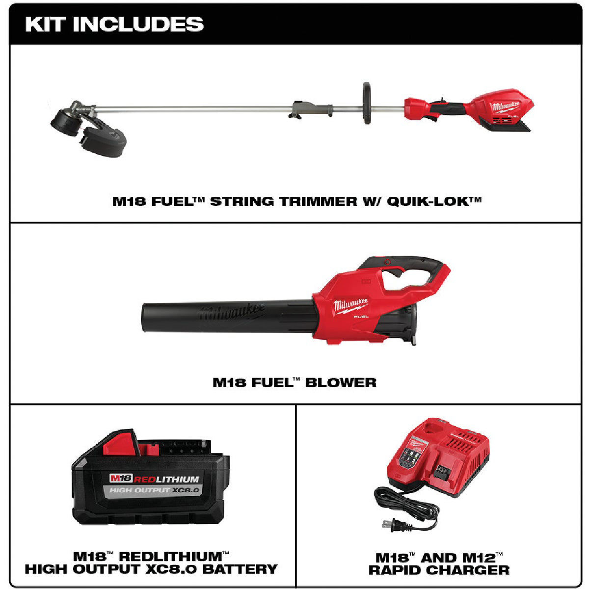 Milwaukee M18 FUEL 18V Cordless String Trimmer & Blower Combo Kit | Do ...
