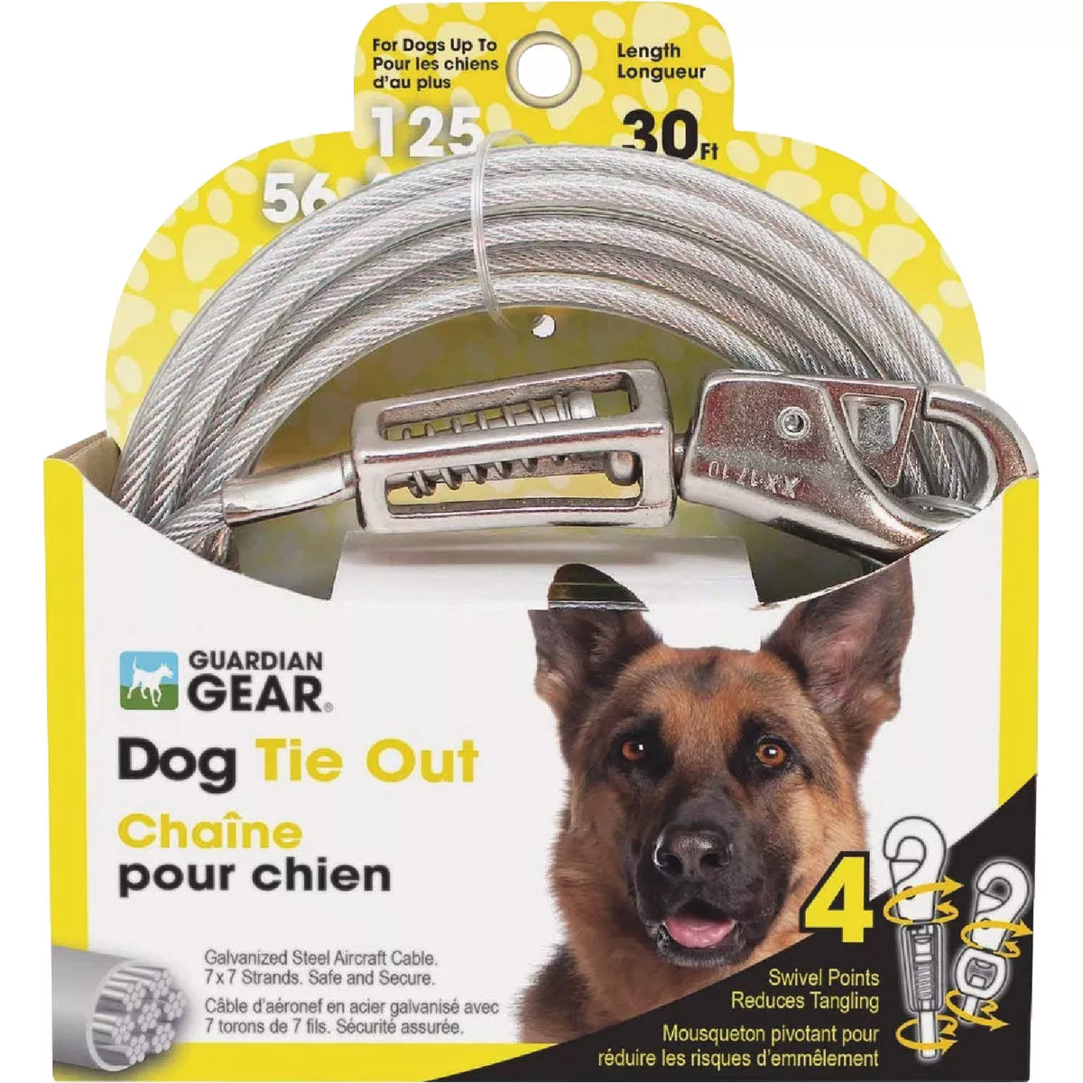 Boss Pet Guardian Gear XL Dog Cable with Spring Dog Tie-Out, 30 Ft ...