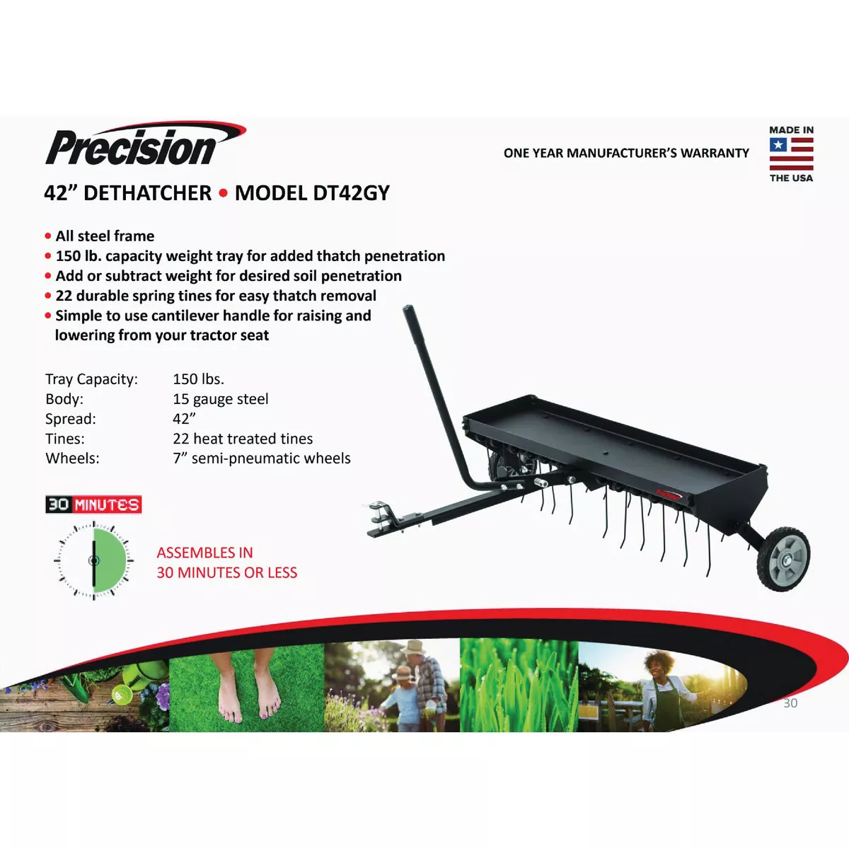 Precision 42 In. Tow Behind Tine Dethatcher with Universal Hitch | Do ...