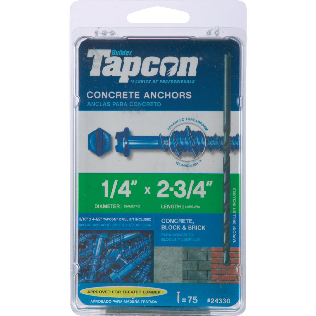 Tapcon 1/4 In. x 2-3/4 In. Hex Concrete Screw Anchor (75 Ct.) | Do it Best