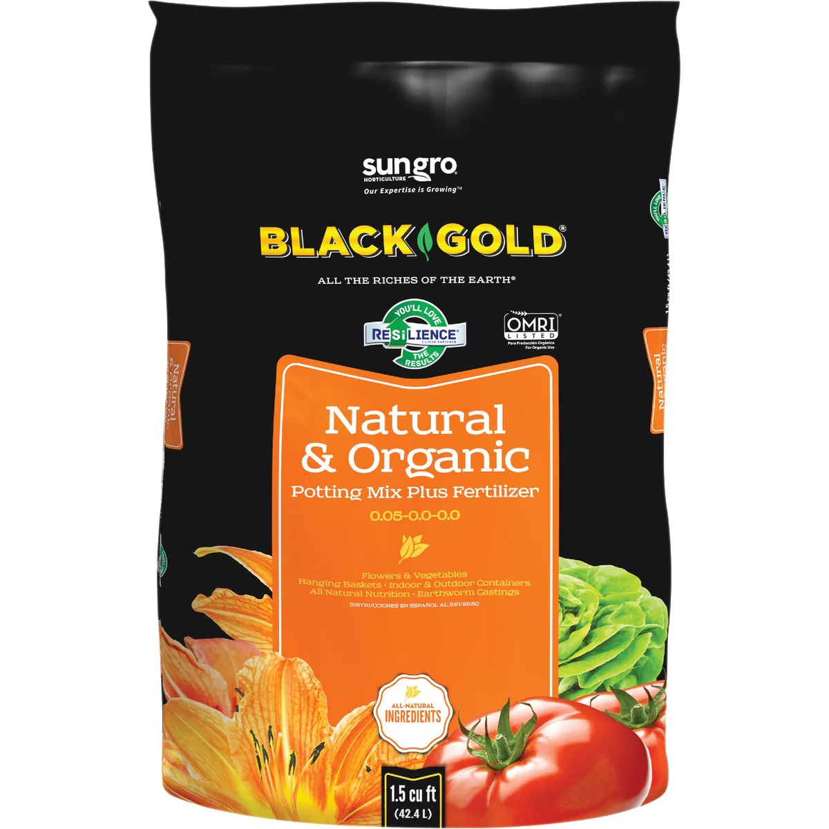 Black Gold 1.5 Cu. Ft. 38 Lb. All Purpose Natural & Organic Potting ...