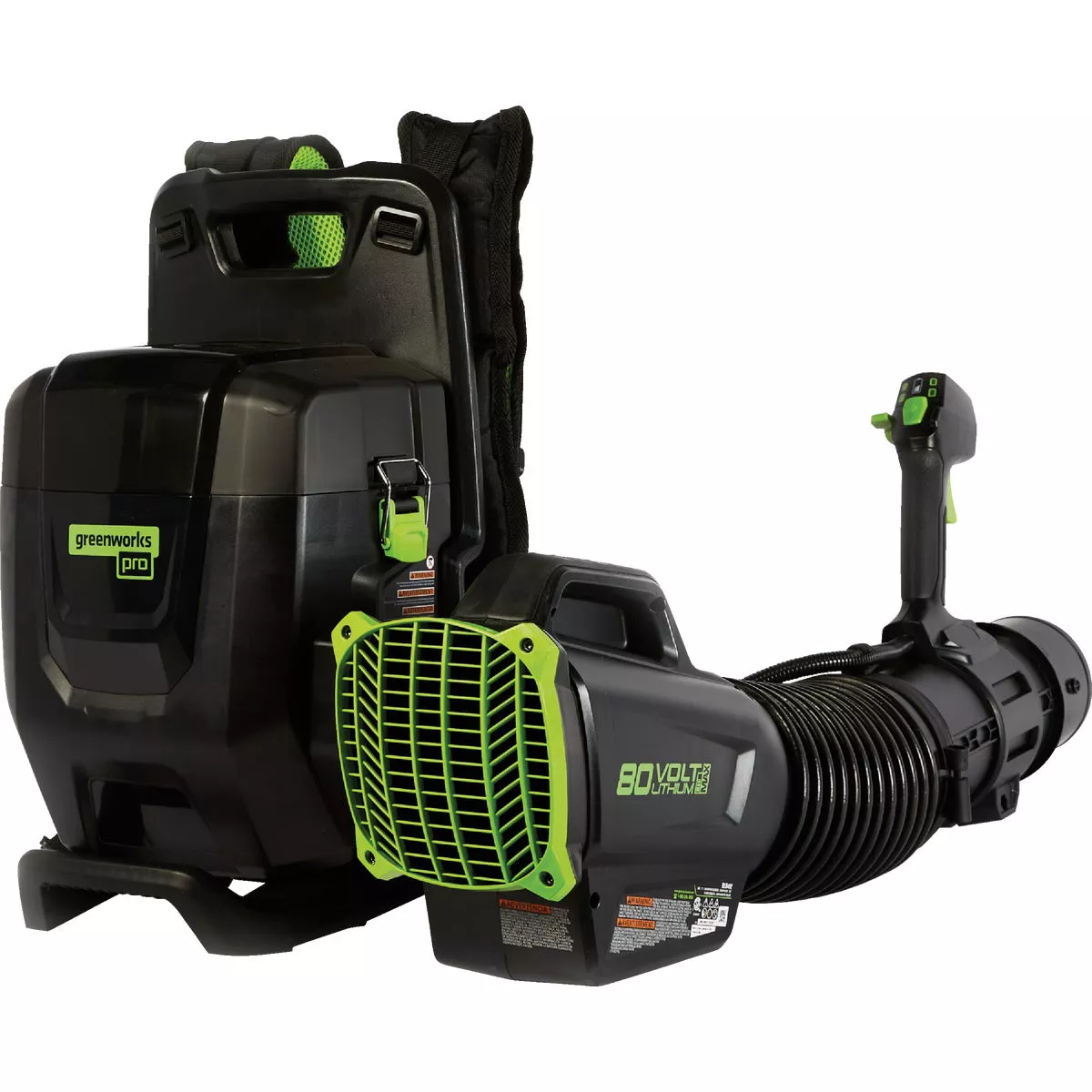 Greenworks 80V 690 CFM 165 MPH Dual-Port Backpack Blower with (2) 4.0 ...
