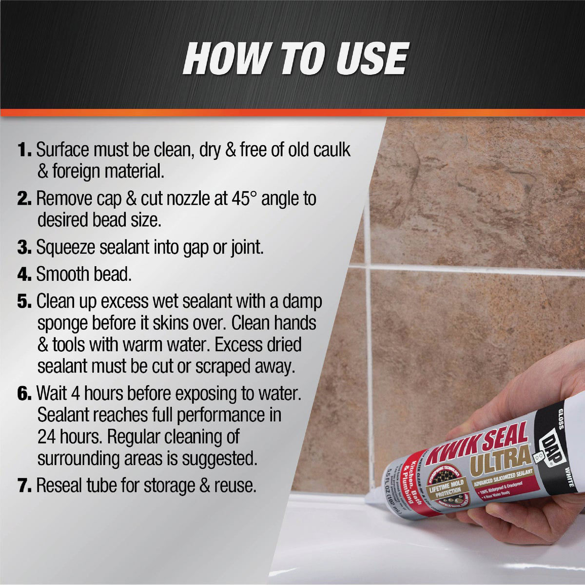 DAP KWIK SEAL ULTRA 5.5 Oz. Clear Siliconized Kitchen & Bath Sealant ...