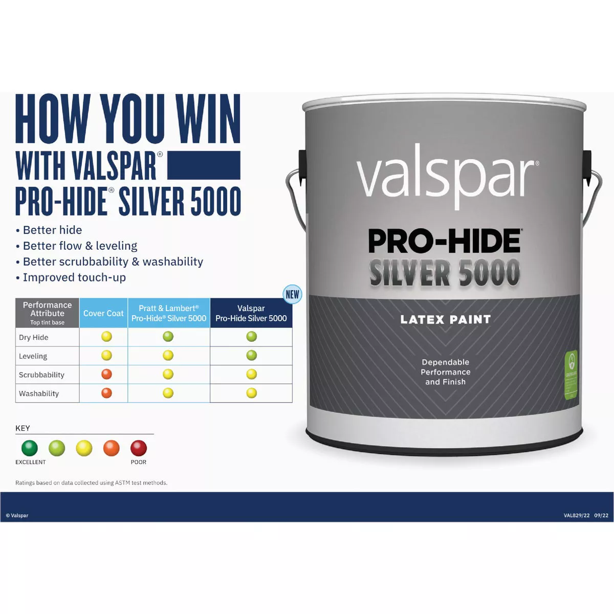 Valspar Pro-Hide Silver 5000 Latex Flat Interior Wall Paint, Pastel ...