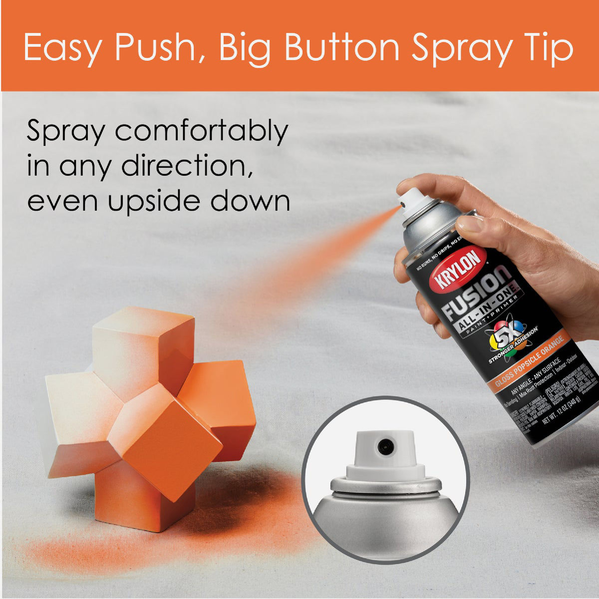 Krylon Fusion All-In-One Gloss Spray Paint & Primer, Popsicle Orange ...