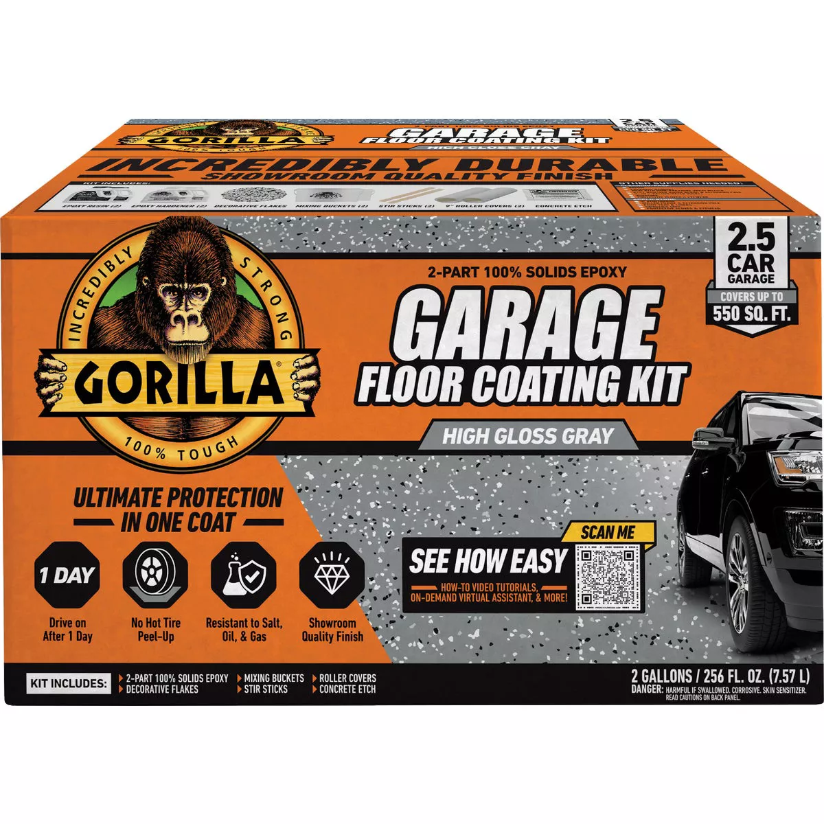 Gorilla Gray Garage Floor Epoxy Coating Kit - 2.5 Car Coverage | Do it Best