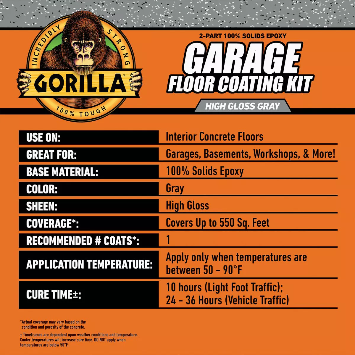 Gorilla Gray Garage Floor Epoxy Coating Kit - 2.5 Car Coverage | Do it Best