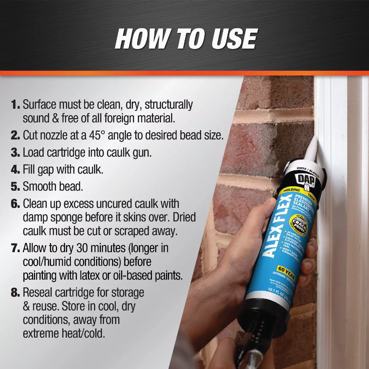 Dap Alex Flex 10.1 Oz. Premium Molding & Trim Acrylic Latex Siliconized ...