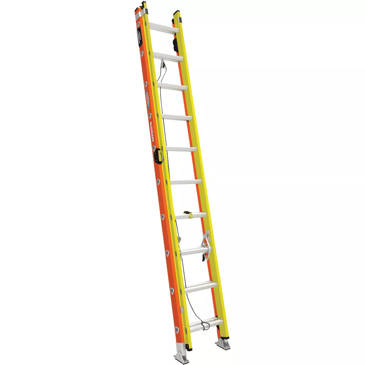 Werner GlideSafe 20 Ft. Fiberglass Tri-Rung Extension Ladder with 300 ...