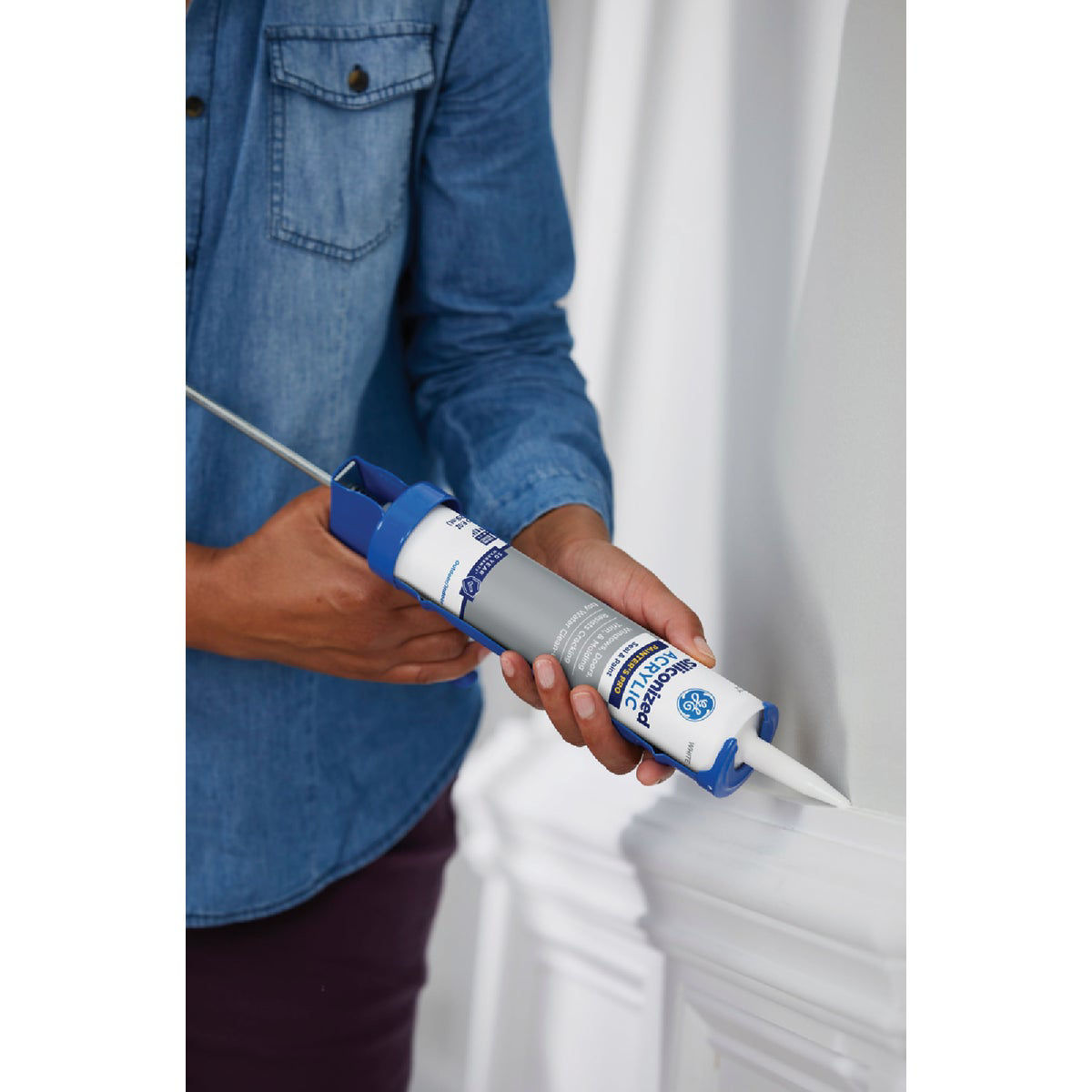 GE Siliconized Acrylic Painters Pro Seal & Paint Sealant, White, 10 Oz ...