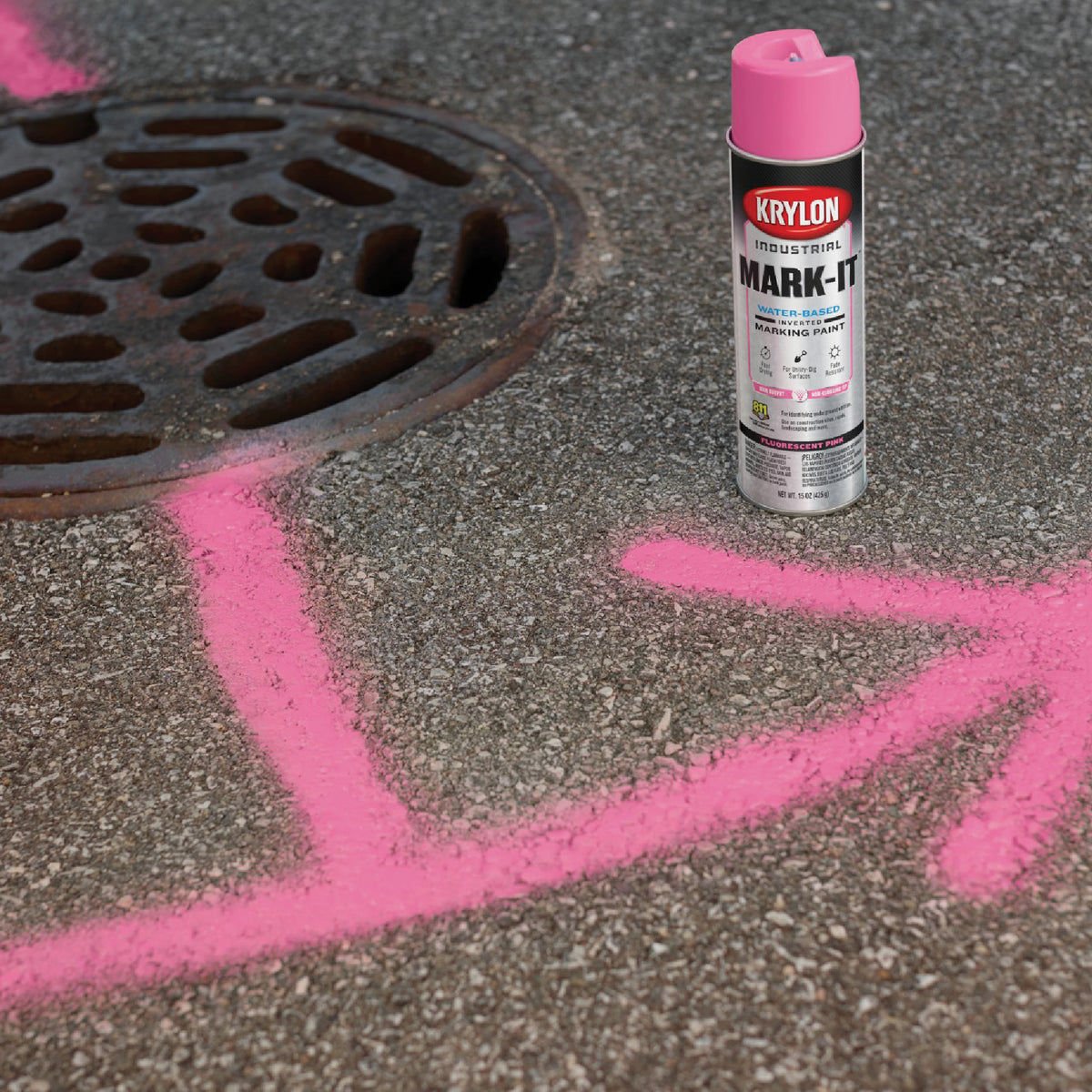 Krylon Mark-It 732308 Industrial WB Fluorescent Pink Inverted Marking ...
