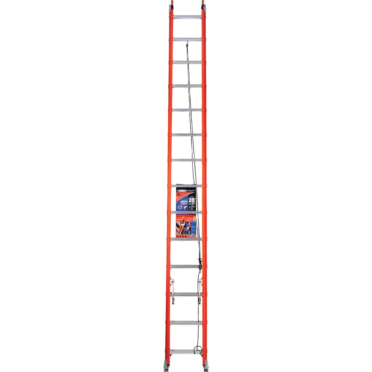 Werner 28 Ft. Fiberglass Extension Ladder with 300 Lb. Load Capacity ...