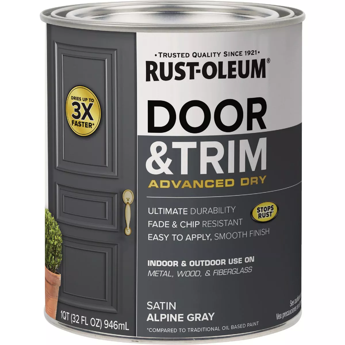 Rust-Oleum Stops Rust 1 Qt. Satin Alpine Gray Door and Trim Paint | Do ...