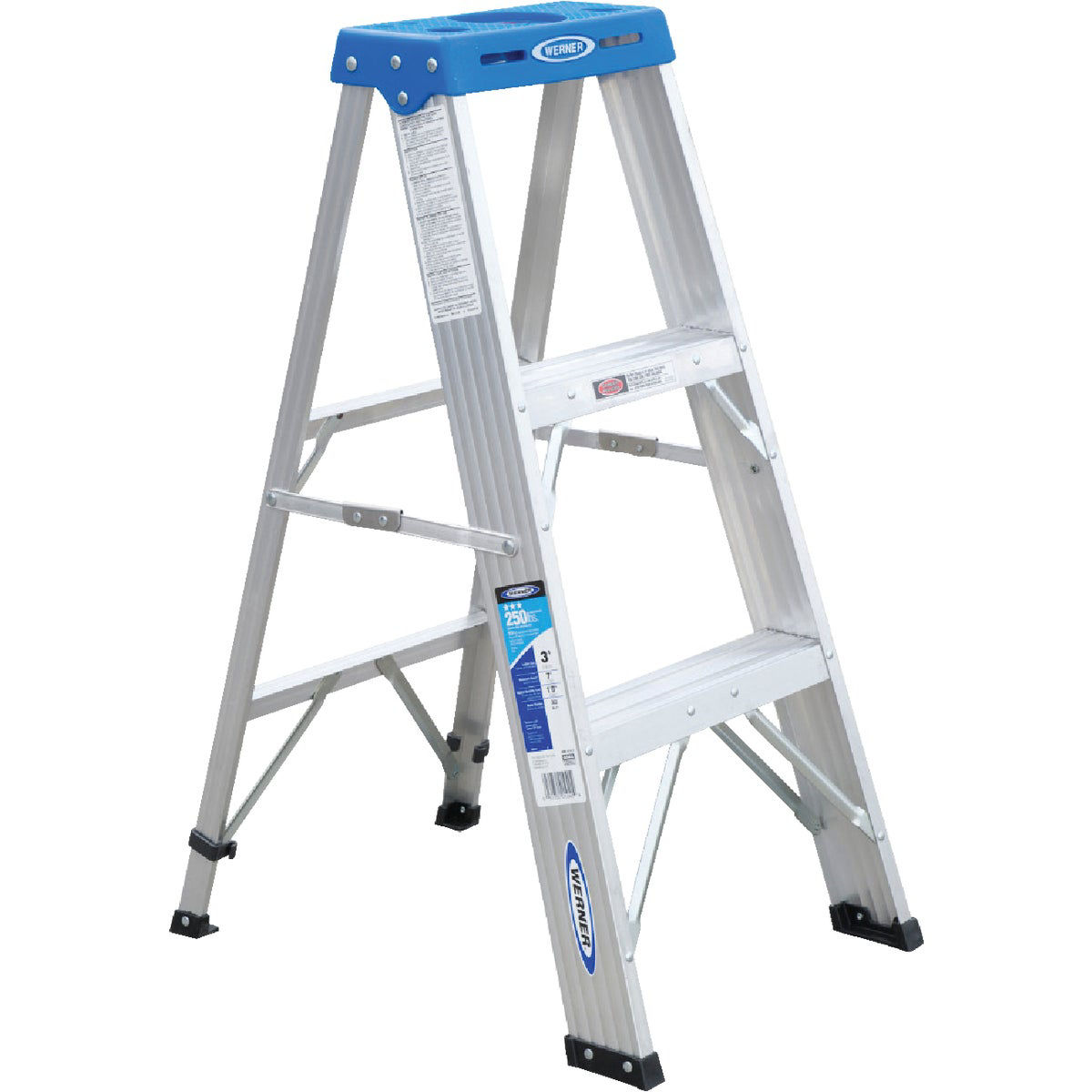 Werner 3 Ft. Aluminum Step Ladder with 250 Lb. Load Capacity Type I ...