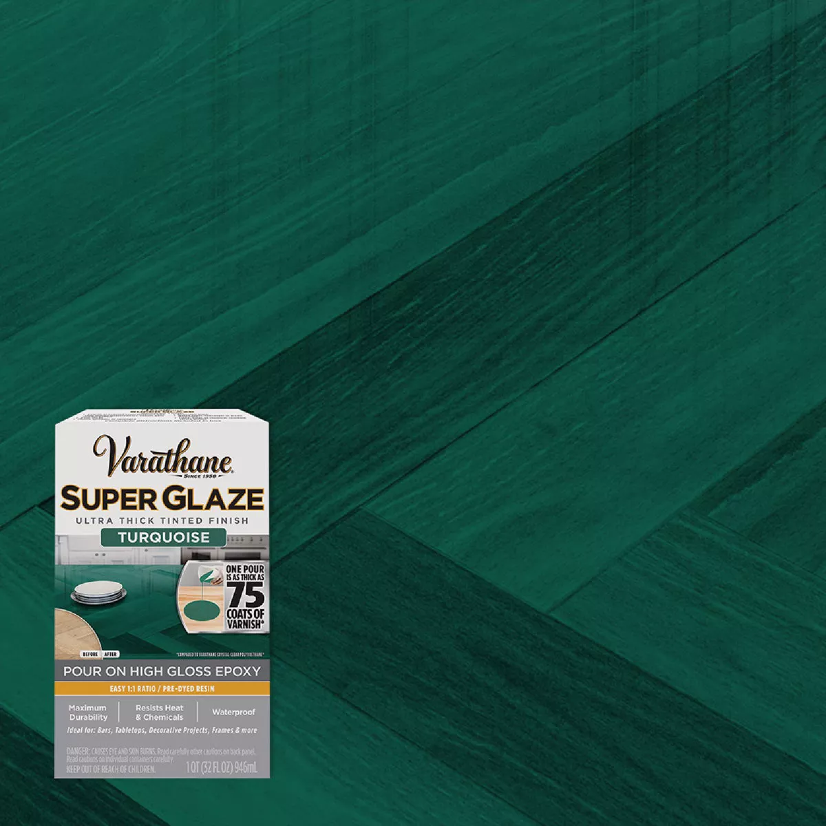 Varathane 1 Qt. Super Glaze Pour-On High Gloss Turquoise Epoxy Resin | Do it Best