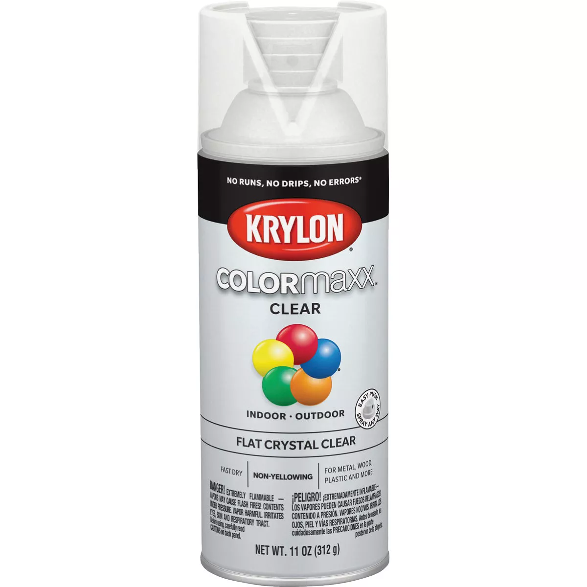 Krylon ColorMaxx 11 Oz. Flat Paint + Primer Spray Paint, Crystal Clear ...