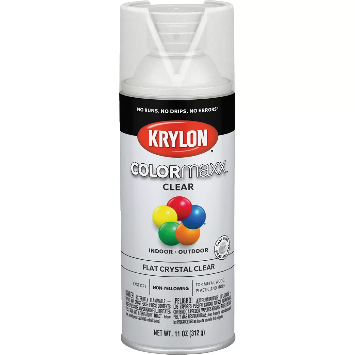Krylon ColorMaxx 11 Oz. Flat Paint + Primer Spray Paint, Crystal Clear ...