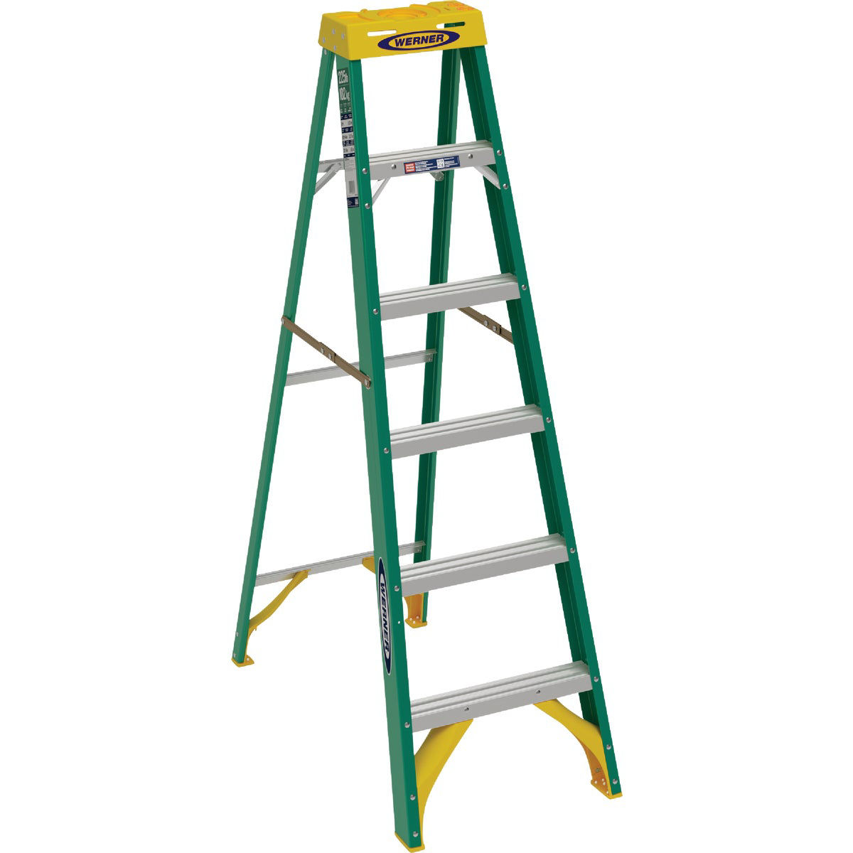 Werner 6 Ft. Fiberglass Step Ladder with 225 Lb. Load Capacity Type II ...