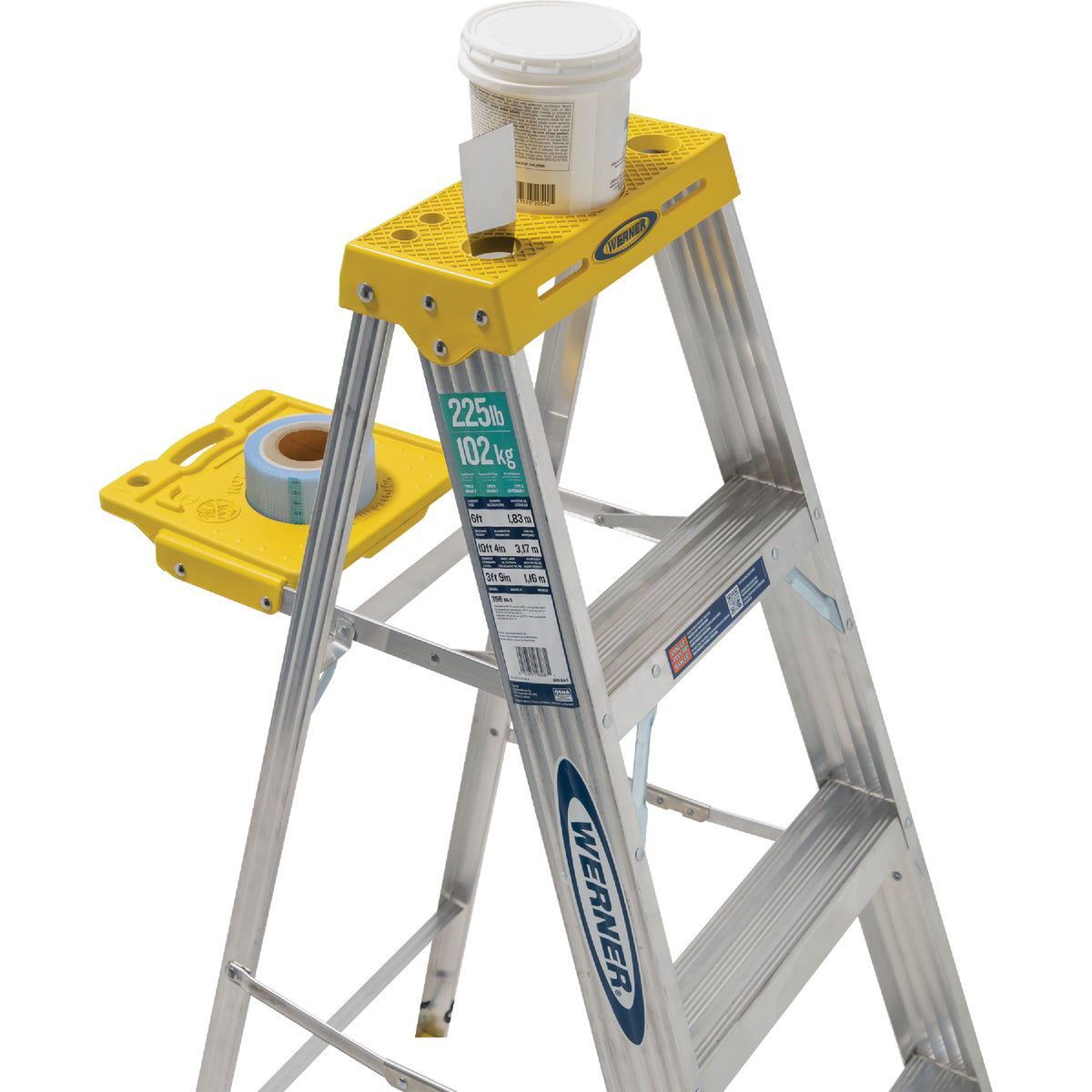 Werner 4 Ft. Aluminum Step Ladder with 225 Lb. Load Capacity Type II ...