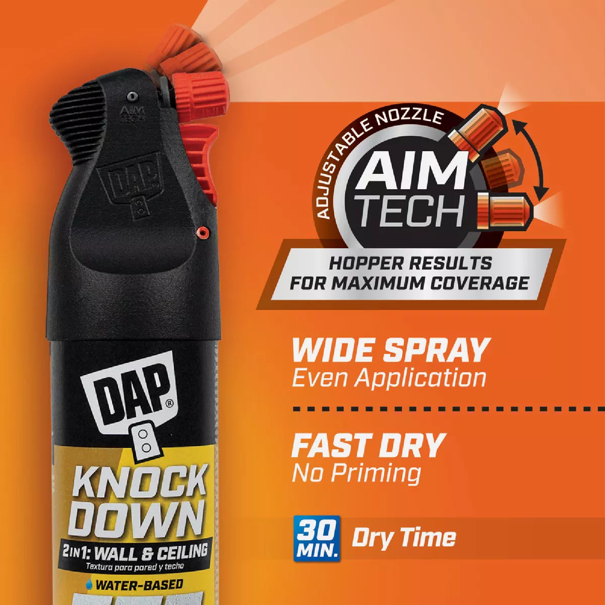 Dap 25 Oz. 2-In-1 Knockdown Water Base Spray Texture with AimTech | Do ...