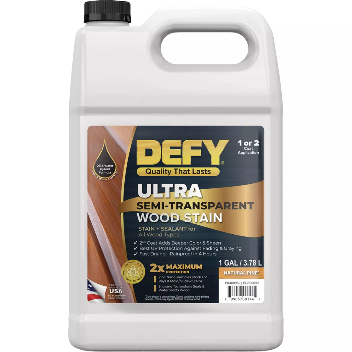 Defy Ultra-Semi-Transparent Wood Stain, Natural Pine, 1 Gal. | True ...