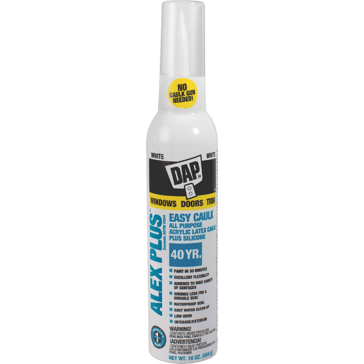 Dap Alex Plus 16 Oz. Easy Caulk White Siliconized Acrylic Latex Caulk ...