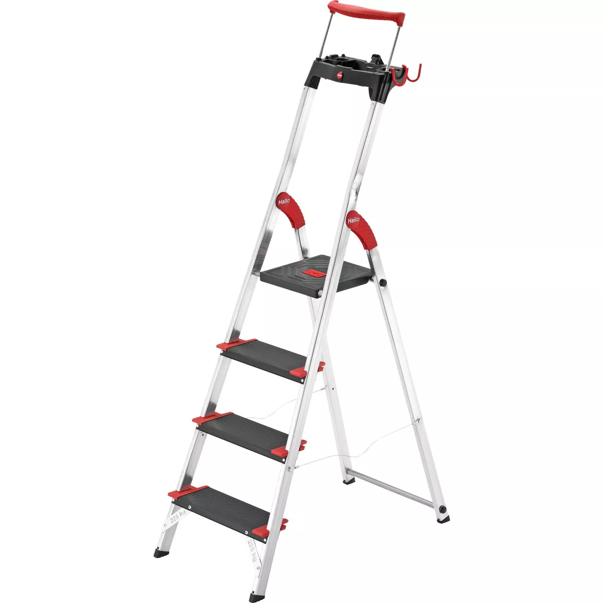 Hailo L100 4-Step Ladder with Adjustible Handrail & 330 Lb. Capacity ...