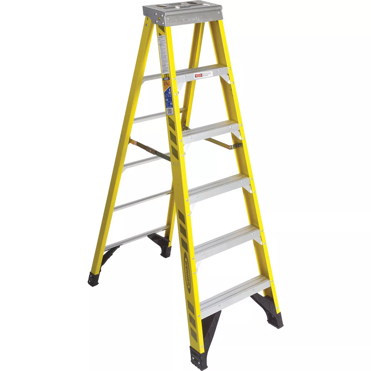 Werner 6 Ft. Fiberglass Step Ladder with 375 Lb. Load Capacity Type IAA ...