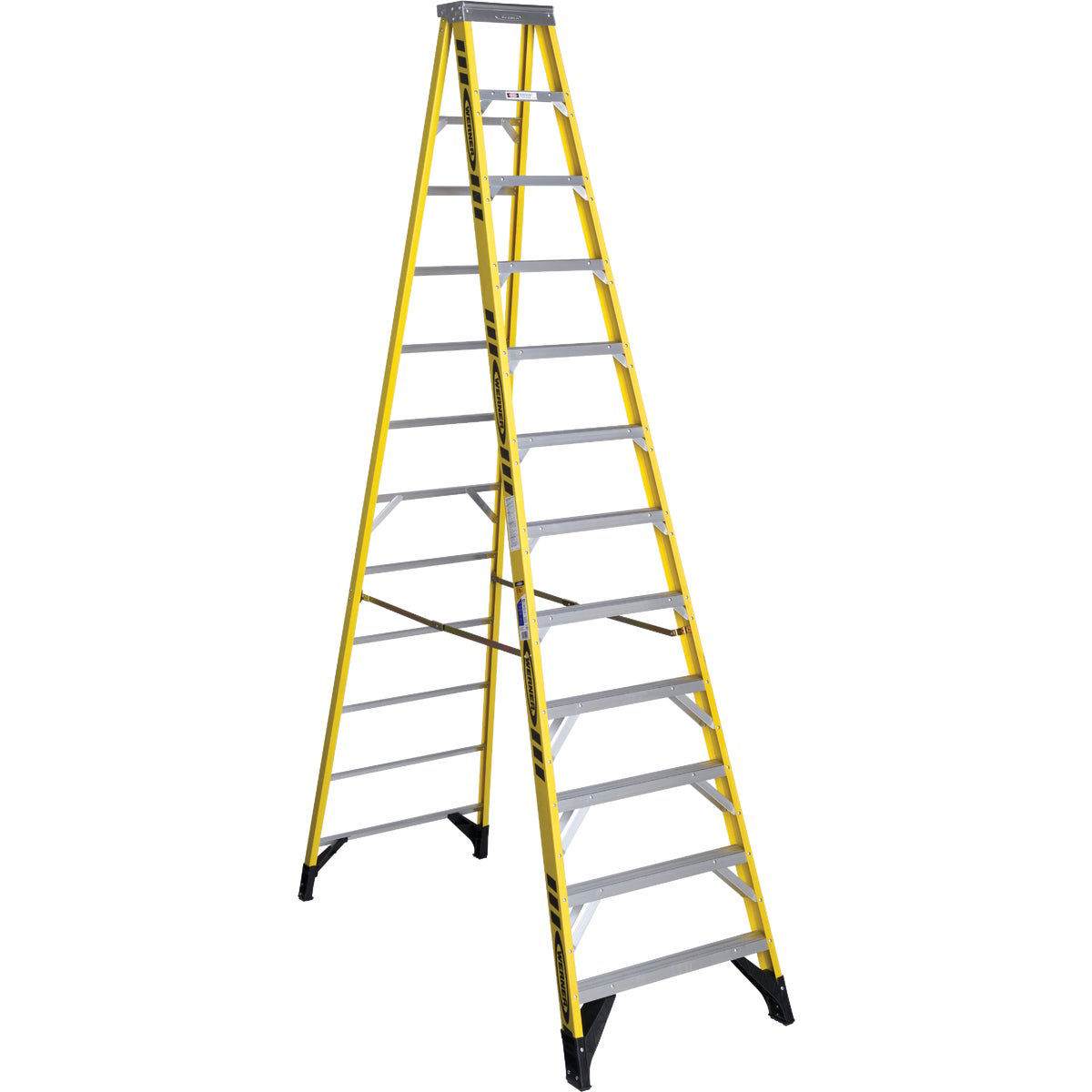 Werner 12 Ft. Fiberglass Step Ladder with 375 Lb. Load Capacity Type ...