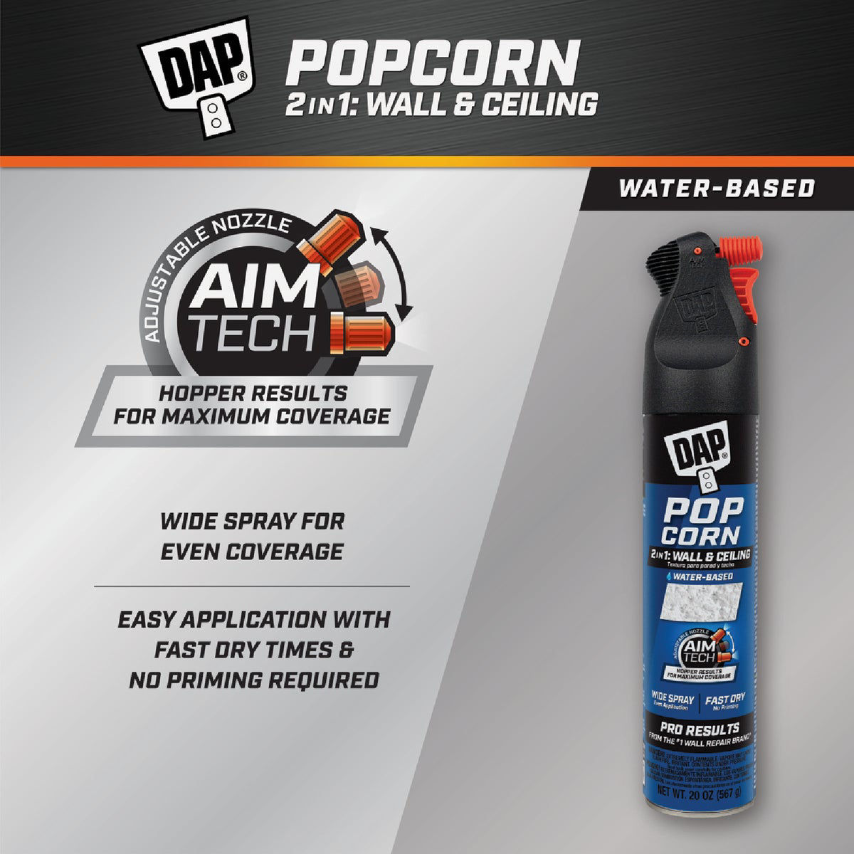 Dap 20 Oz. 2-In-1 Popcorn Water Base Spray Texture with AimTech | Do it Best