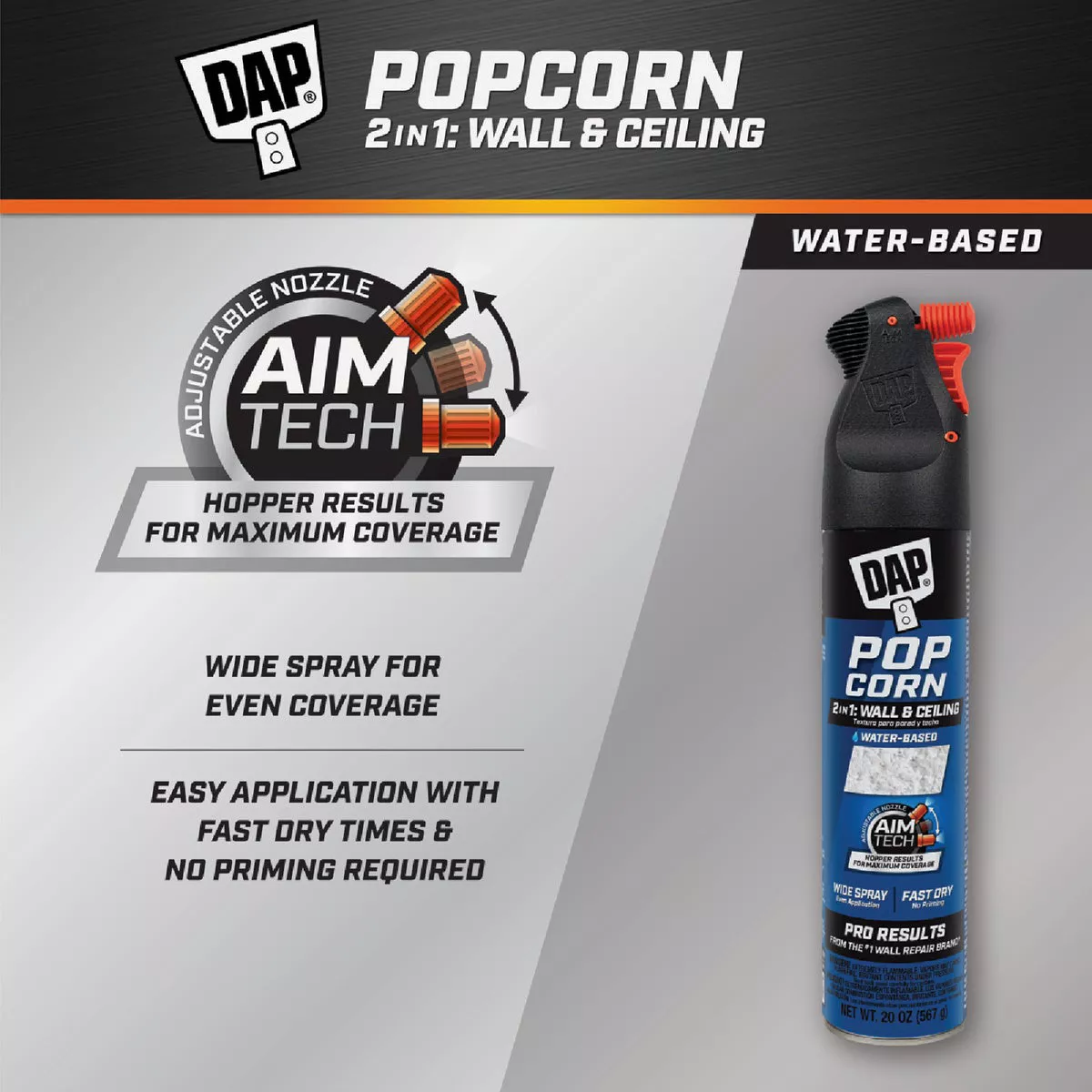 Dap 20 Oz. 2-In-1 Popcorn Water Base Spray Texture with AimTech | Do it ...