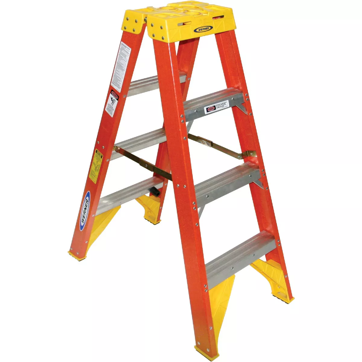 Werner 4 Ft. Fiberglass Twin Step Step Ladder with 300 Lb. Load ...