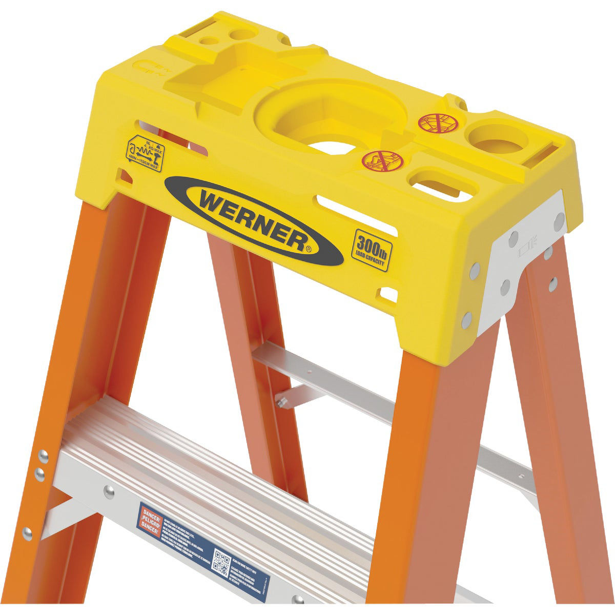 Werner 12 Ft. Fiberglass Step Ladder with 300 Lb. Load Capacity Type IA ...