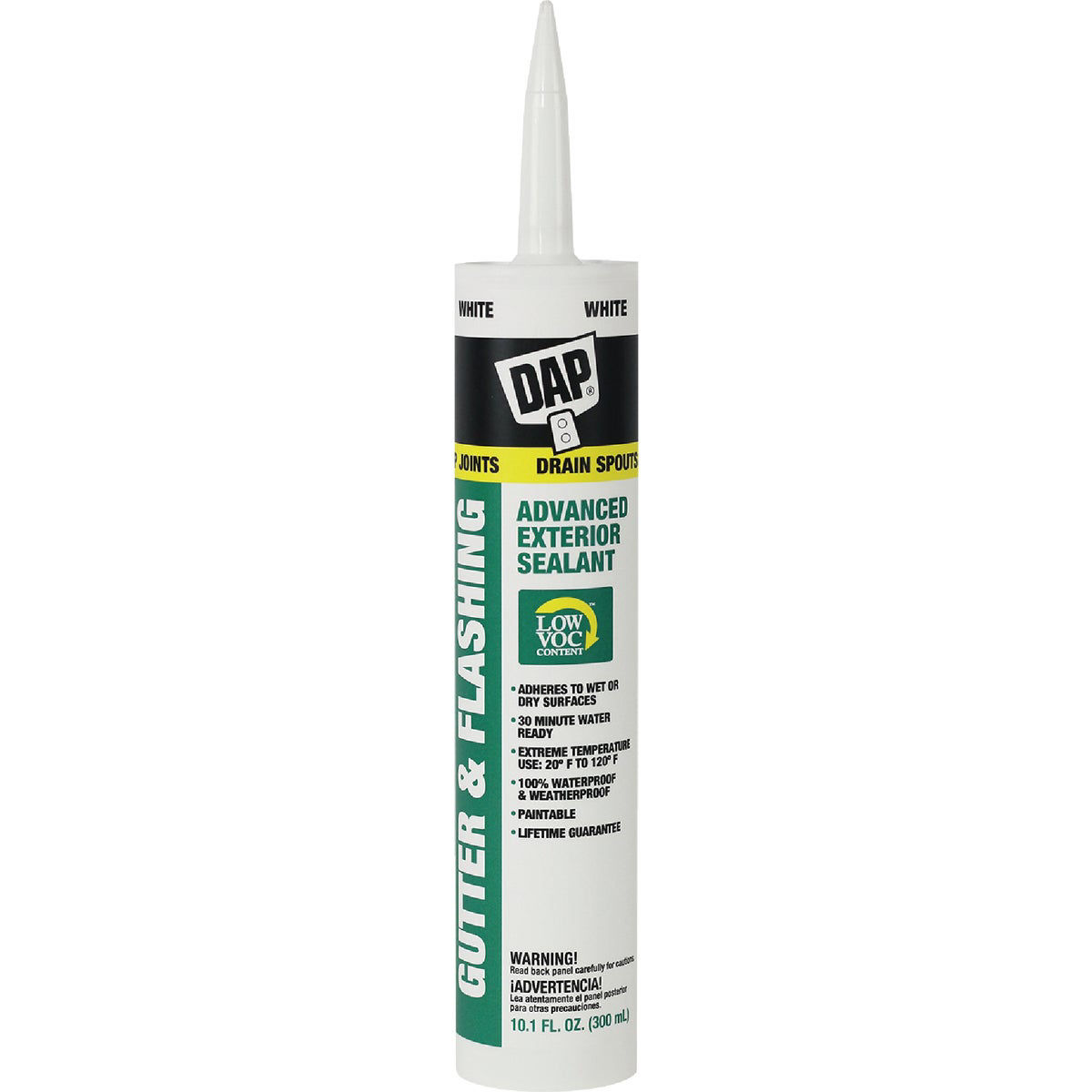 Dap 10.1 Oz. White Advanced VOC-Compliant Exterior Gutter & Flashing ...