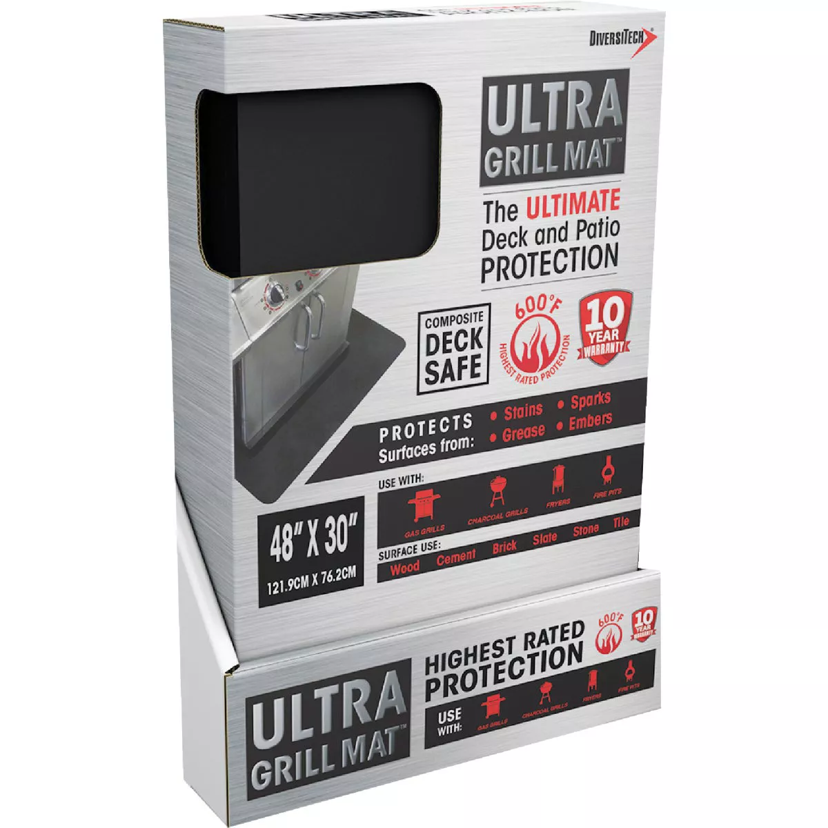 Diversitech Ultra Grill Mat 30 In. W. x 48 In. L. Black Rectangle Grill ...