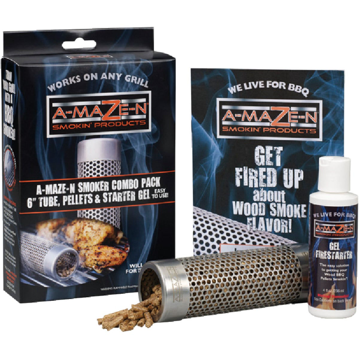 A-Maze-N 6 In. Stainless Steel Wood Pellet Grill Tube Smoker Combo Pack ...